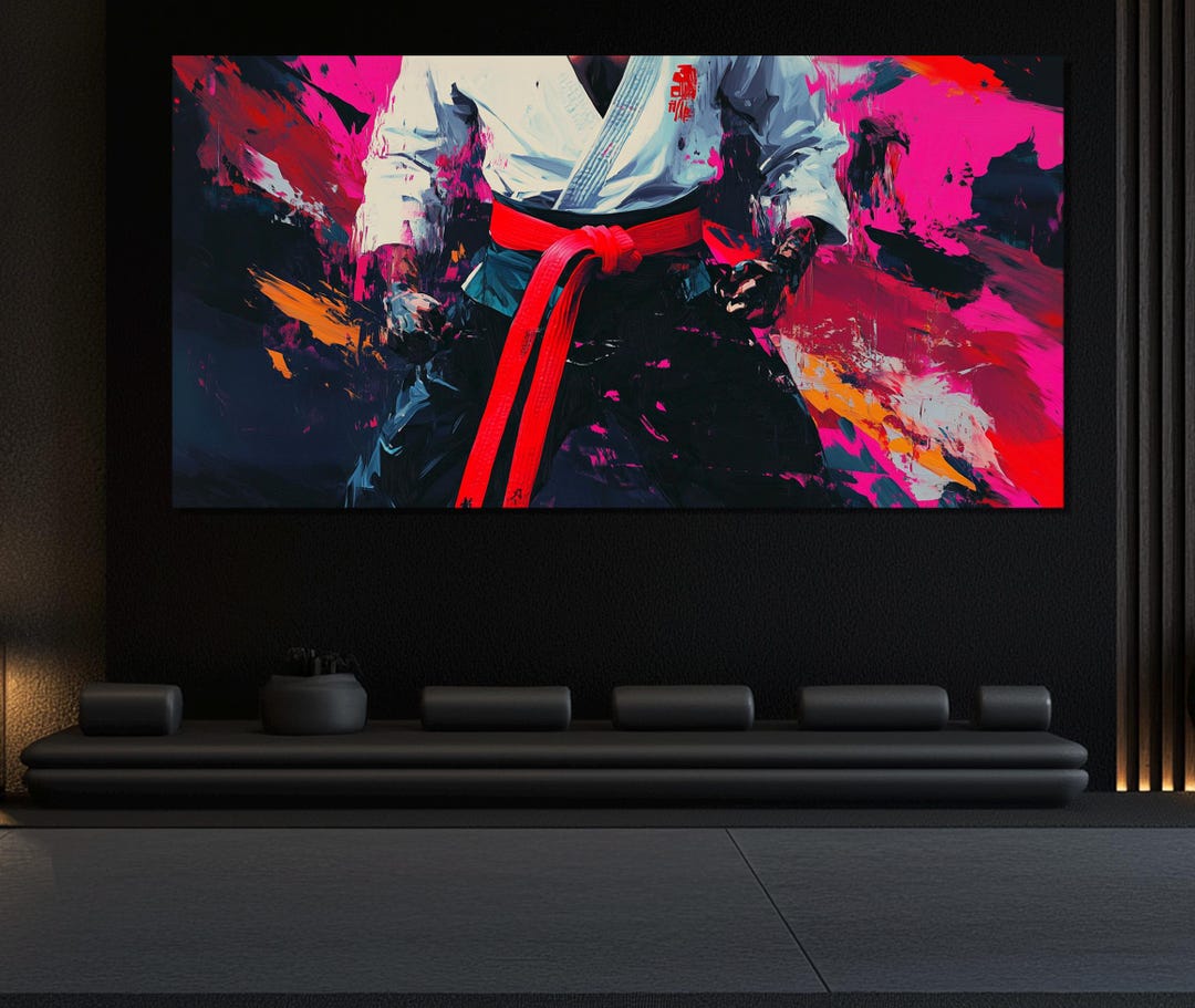 Karate Wall Art, Karate Warrior With Red Belt Canvas Print, Karate Fan ...