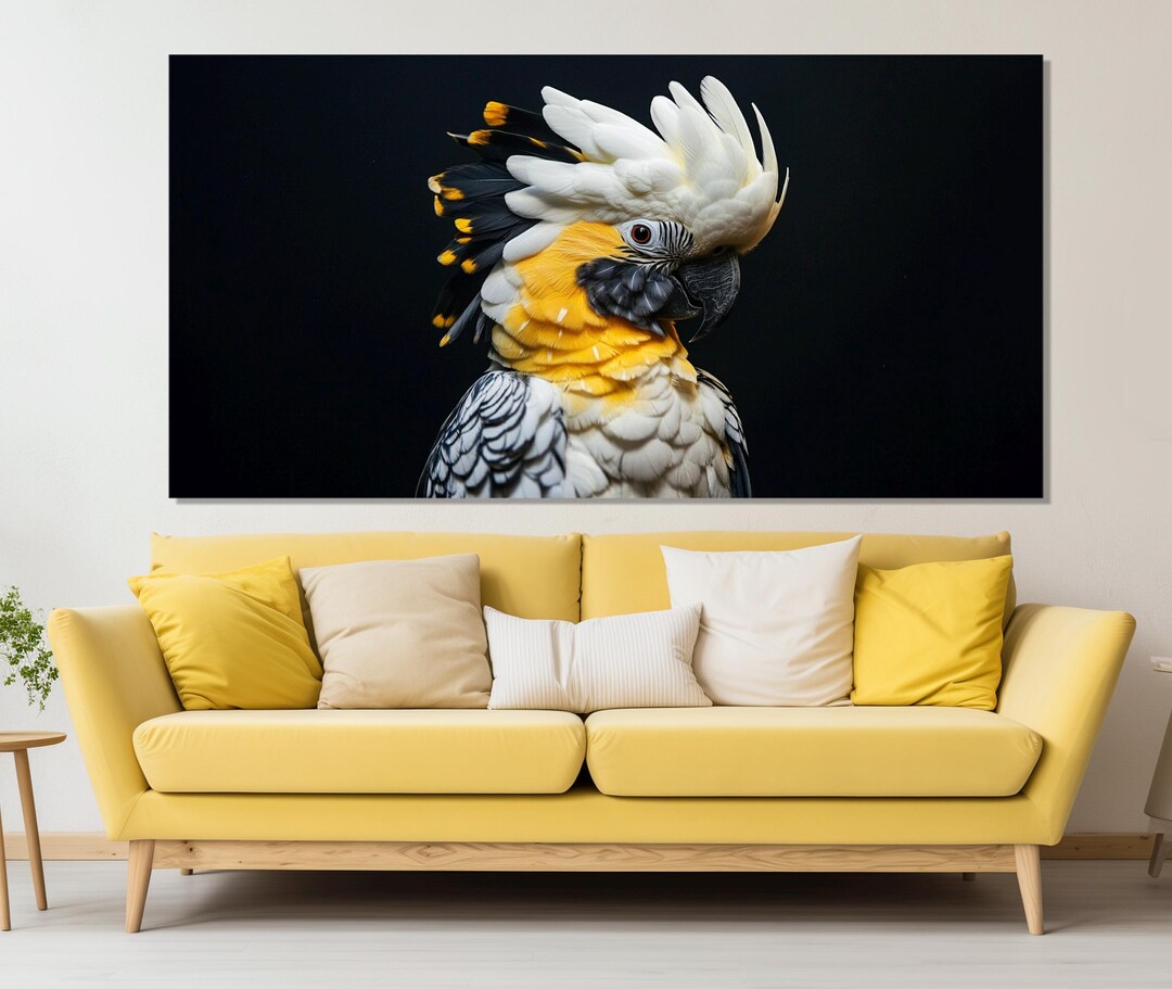 Abstract Cockatoo Canvas Print, Black Crested Cockatoo Poster, Parrots ...