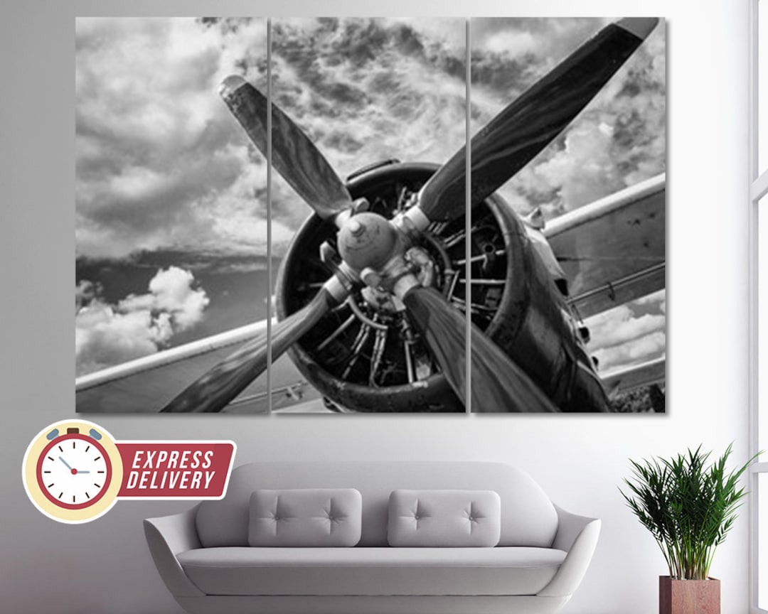 Black and White Plane Canvas Art Vintage Plane Canvas Print - Etsy