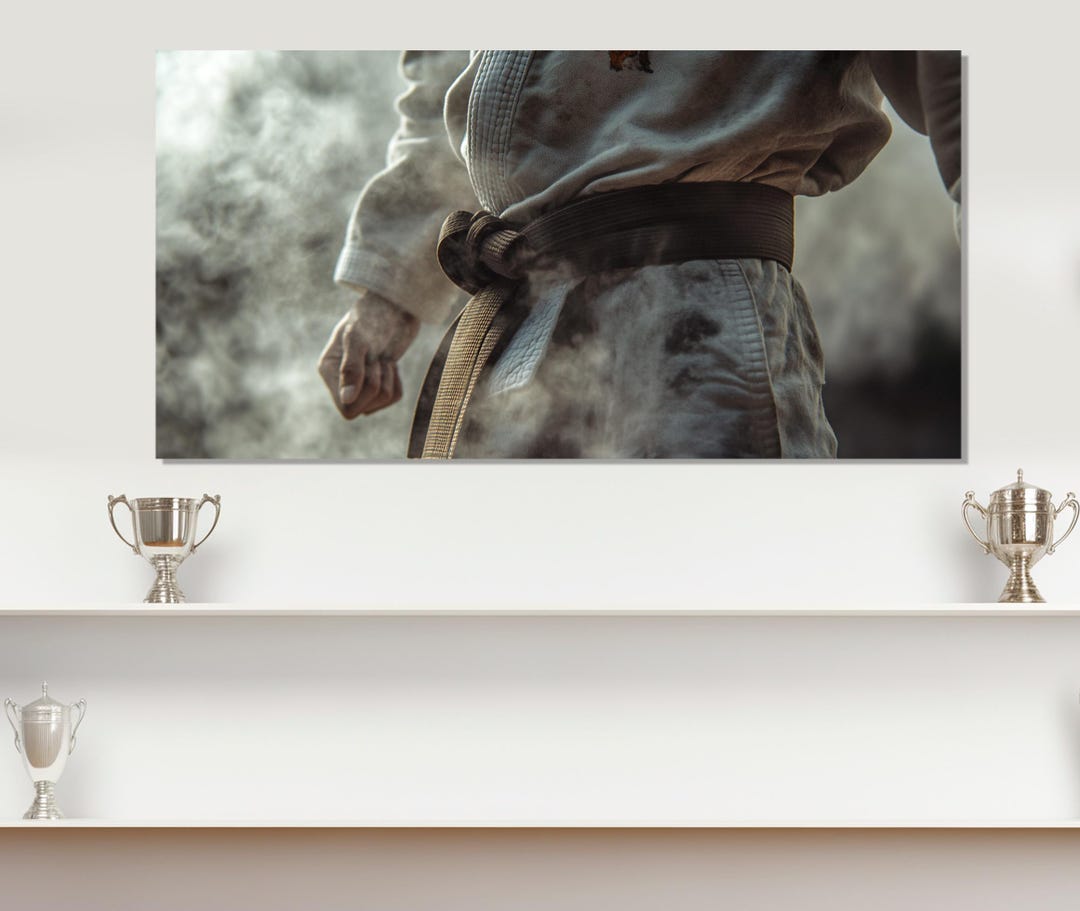 Jiu-jitsu Wall Art, Jiu-jitsu Fighter With Black Belt Canvas Print, Jiu ...