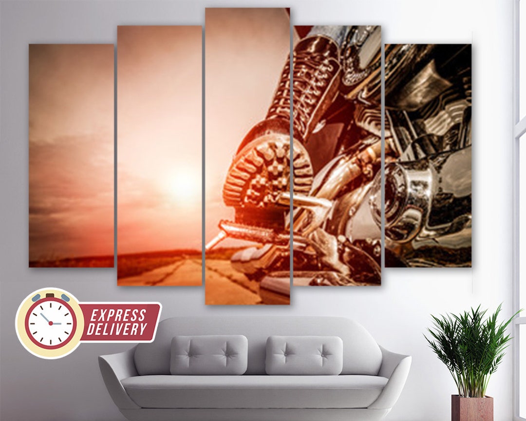 Biker Girl Riding a Motorbike Canvas Print, Biker Girl Gift ...