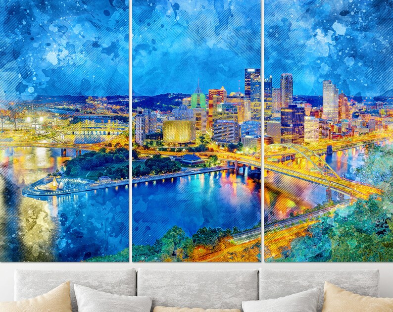 Pittsburgh Skyline, Pittsburgh Canvas Print, Pittsburgh Wall Art ...