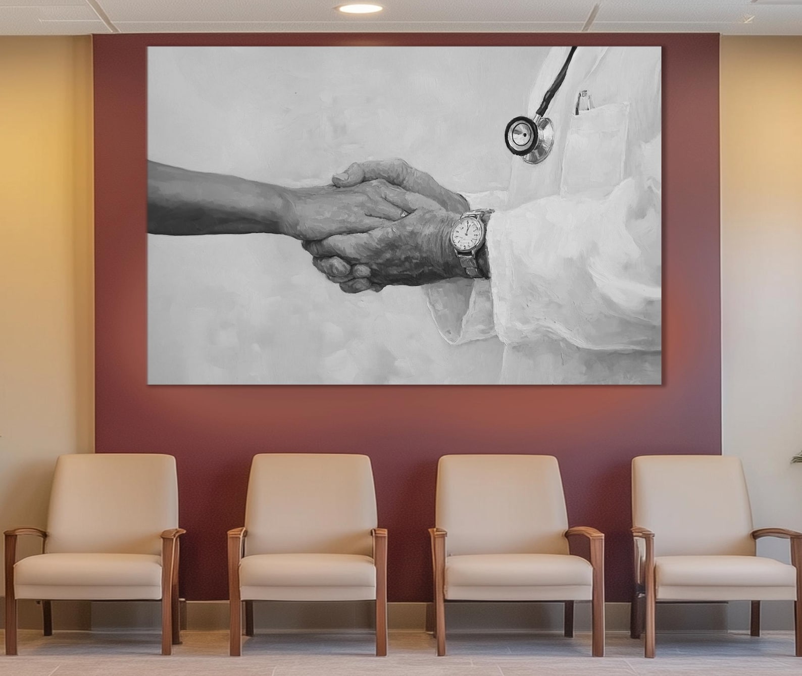 Healthcare Wall Art, Doctor Holding Hand Canvas Print, Doctor Gift ...