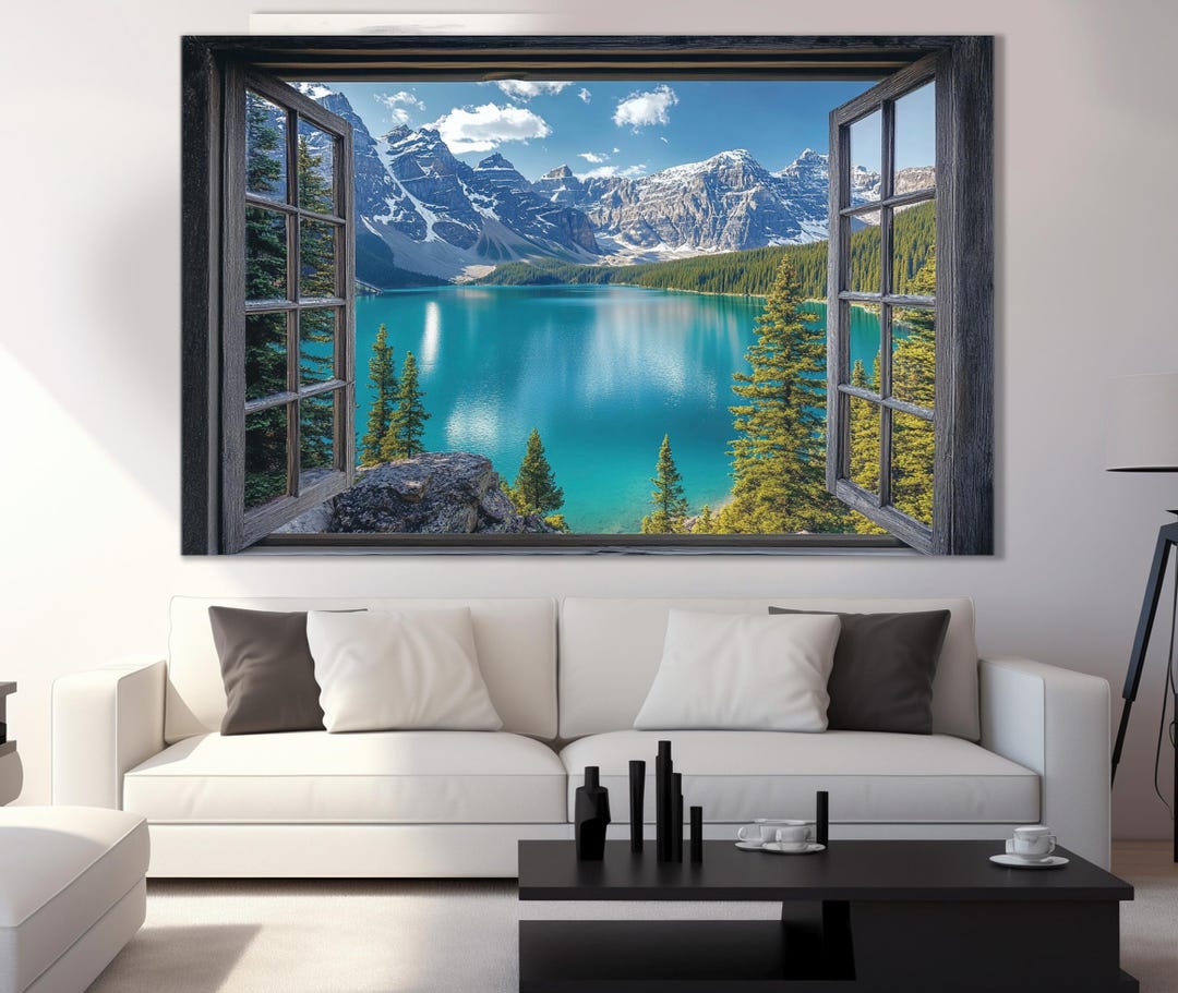Banff National Park Lake View From Open Window Canvas Print, Alberta ...