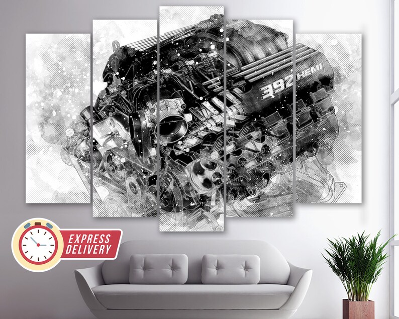 HEMI V8 Engine Canvas Art HEMI Wall Art Abstract Engine | Etsy