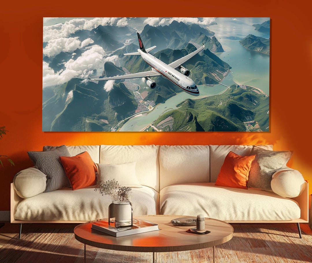 Airplane in the Sky Canvas Print, Civil Aviation Wall Art, Pilot Gift ...