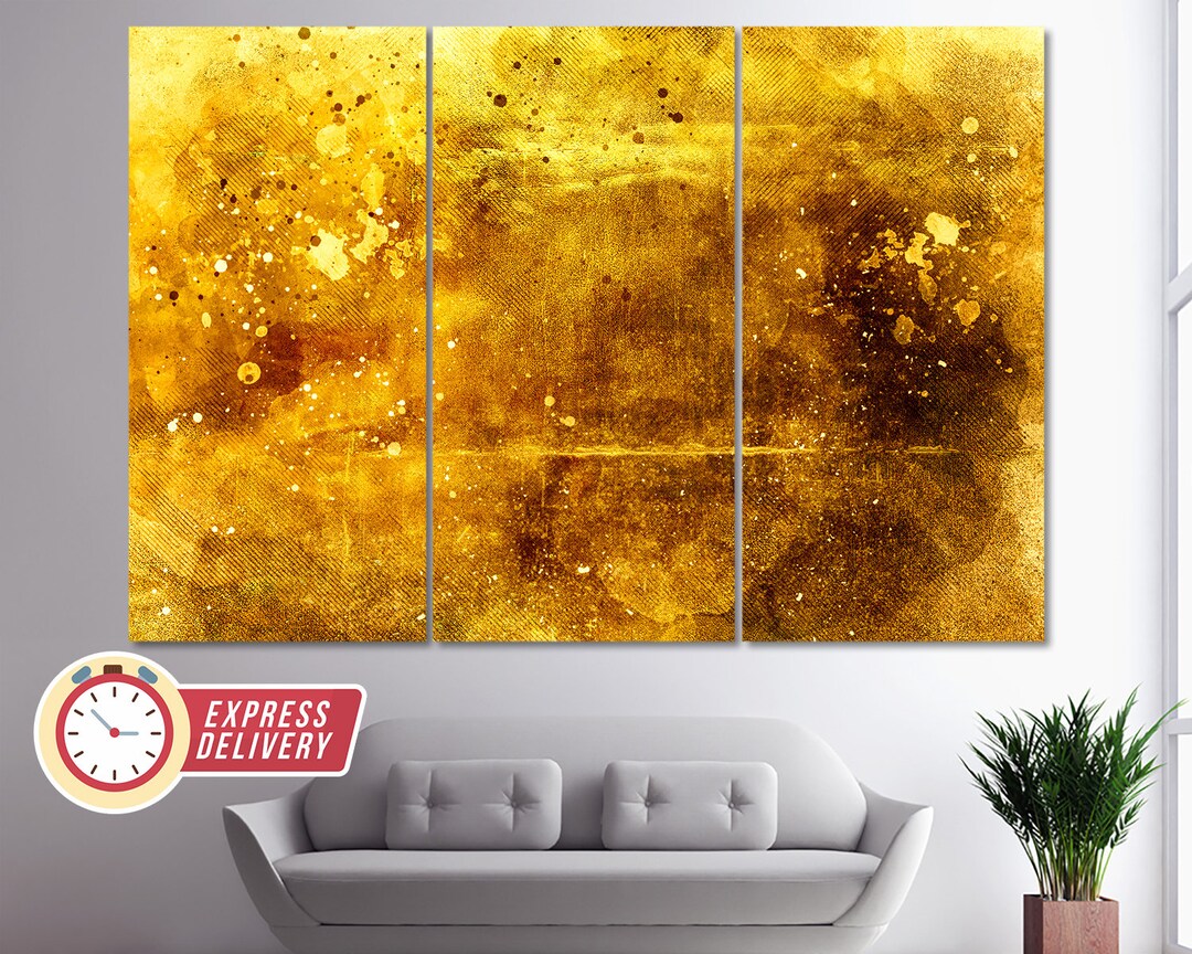 Abstract Gold Canvas Print, Gold Paintings, Gold Print, Abstract Wall ...