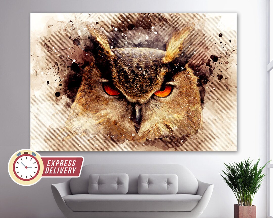 Abstract Owl Canvas Print, Owl Print, Owl Poster, Owl Canvas Art, Owl ...