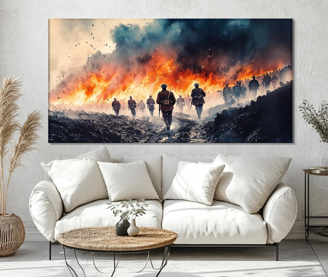 First World War Scene Painting Printed on Canvas, War Canvas Print ...