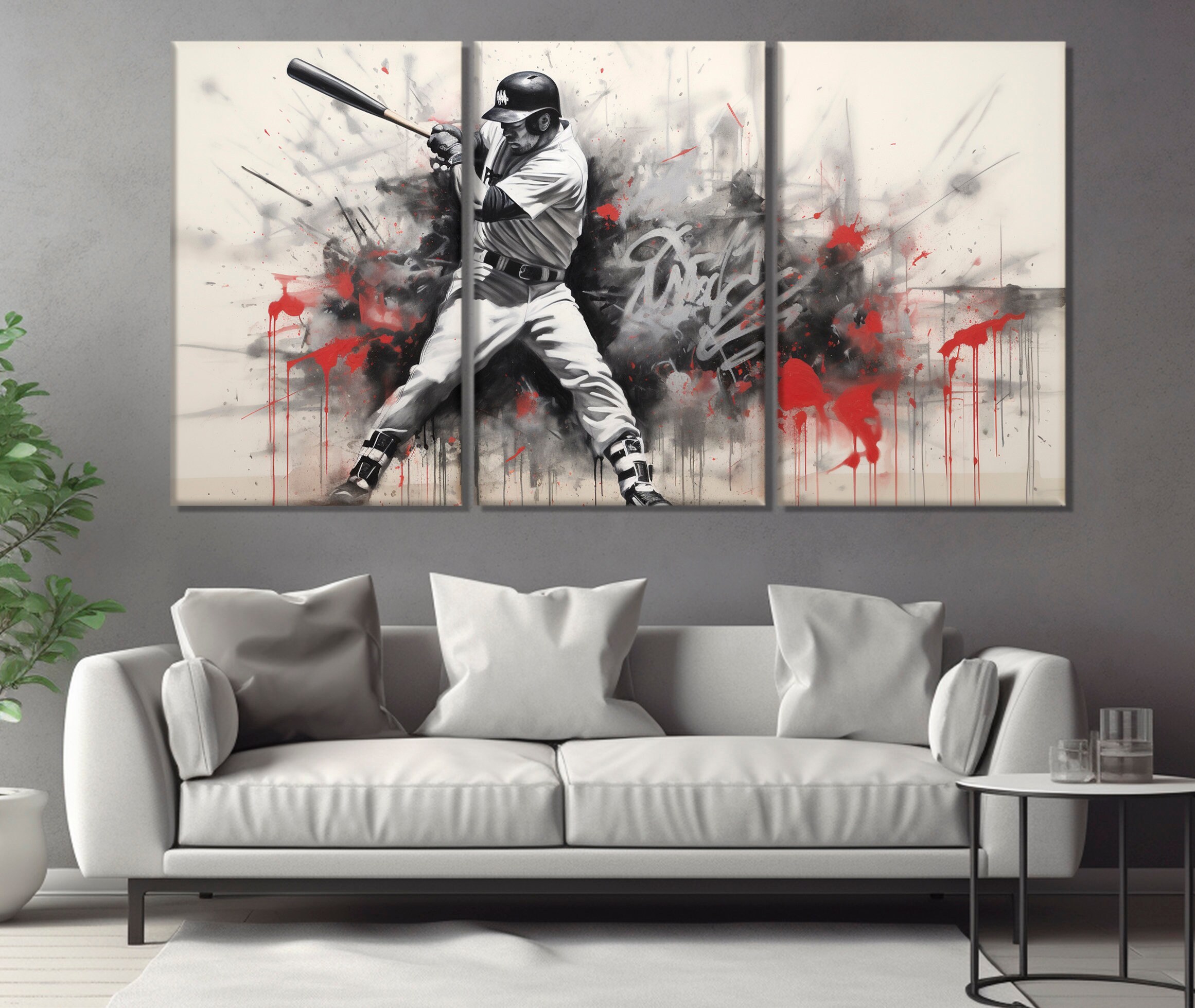 Abstract Baseball Graffiti Canvas Print, Baseball Street Art, Sport ...