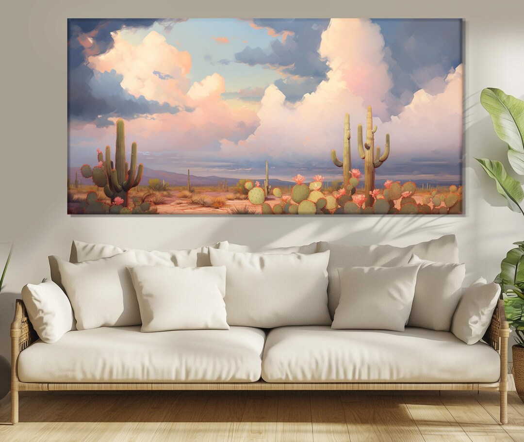 Abstract Cactus Grove in Desert Canvas Print, Desert Wall Art, Scenic ...