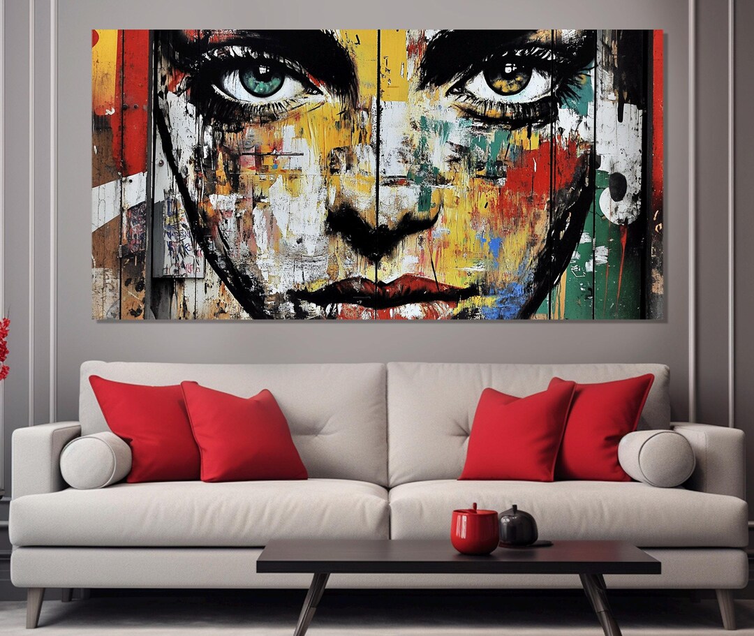 Abstract Woman Face Street Art Canvas Print, Graffiti Canvas Print ...