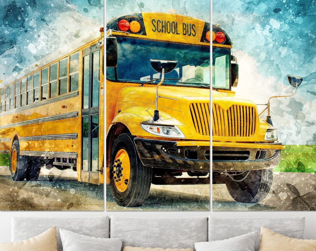 School Bus Canvas Print, School Bus Driver Gift, School Wall Art ...