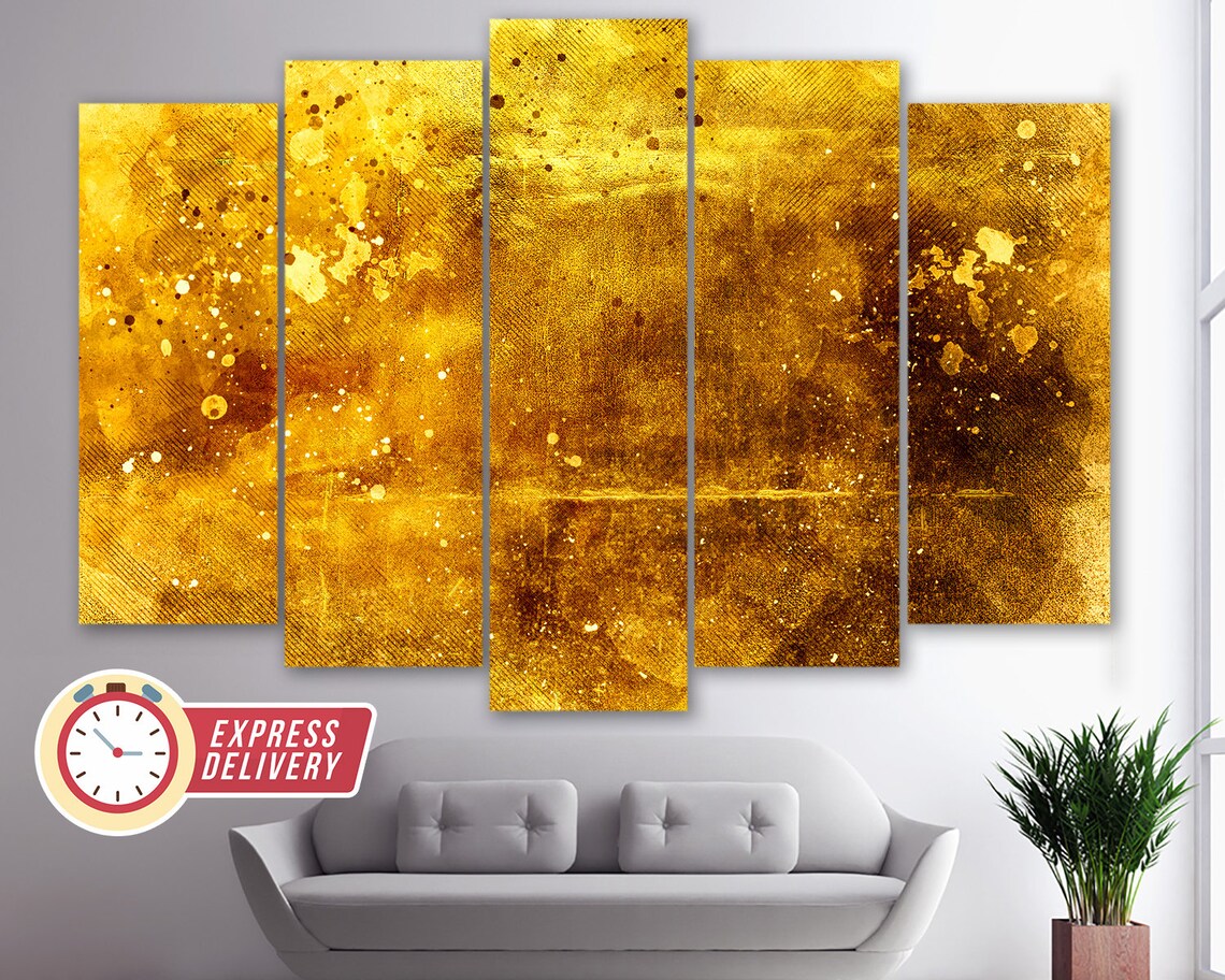 Abstract Gold Canvas Print Gold Paintings Gold Print - Etsy