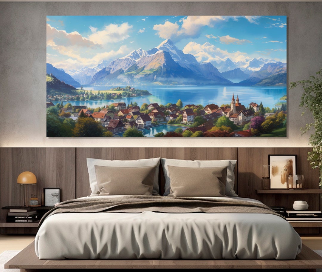 Lucerne Lake Skyline, Lucerne Painting, Scenic Lucerne Canvas Print ...
