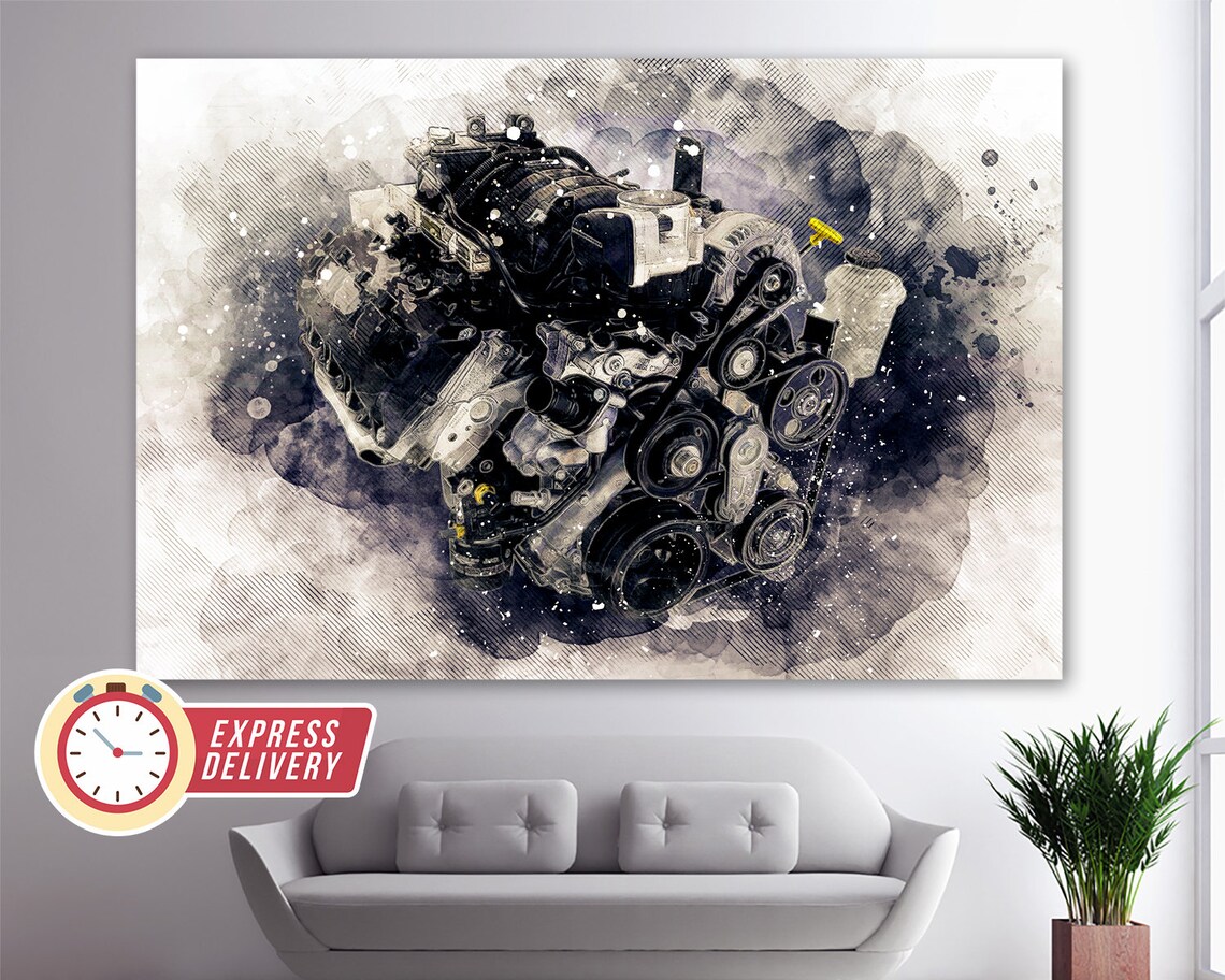 HEMI Dodge Ram Engine Canvas Art, Dodge Wall Art, Abstract Engine Print ...