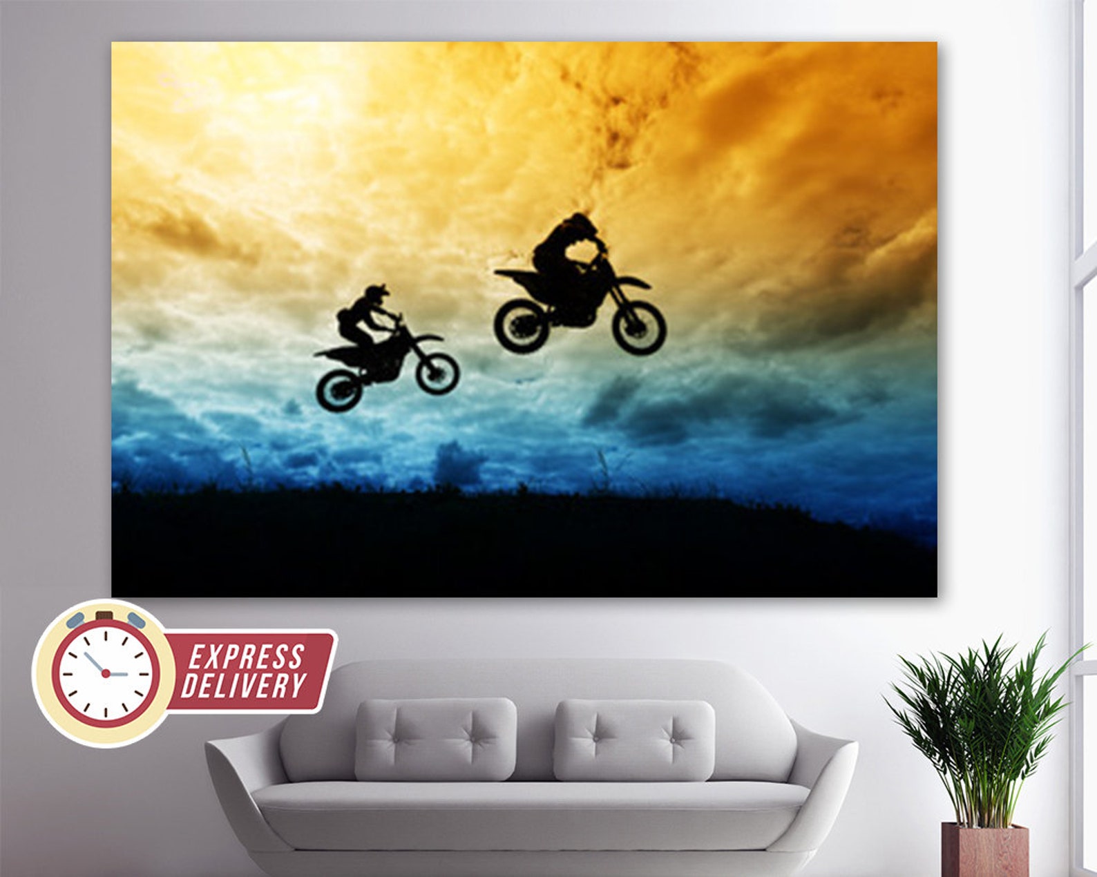 Motocross Wall Art, Motocross Canvas Art, Biker Gift, Dirt Bikes Canvas ...