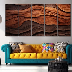Abstract Wood Canvas Print, Wooden Texture Painting, Modern Wall Decor ...