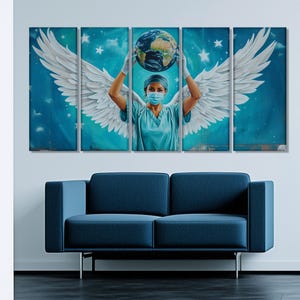 Doctor With Angel Wings Canvas Print, Nurse Painting, Medical Wall Art ...