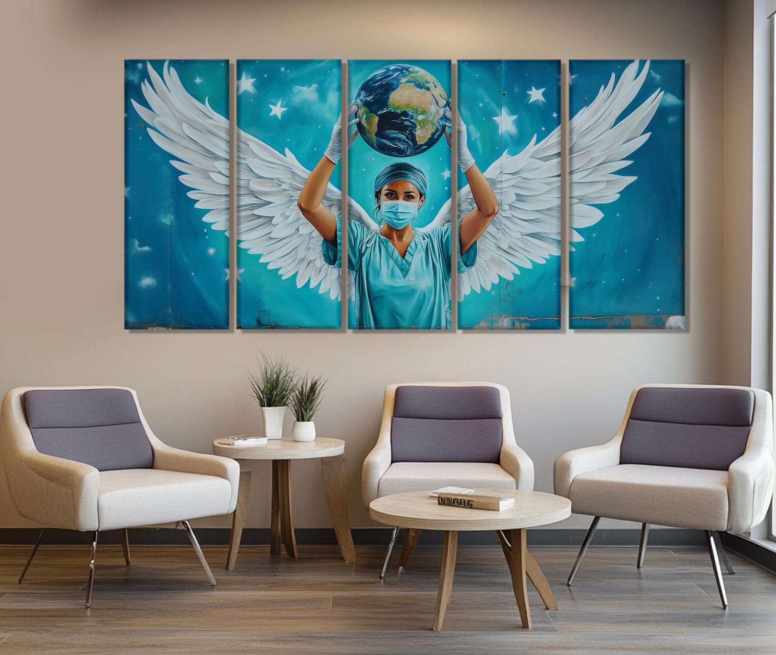 Doctor With Angel Wings Canvas Print, Nurse Painting, Medical Wall Art ...