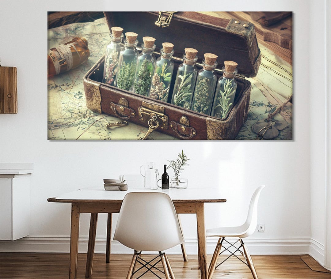 Vintage Pharmaceutical Set With Medical Herbs Canvas Print, Medicines ...