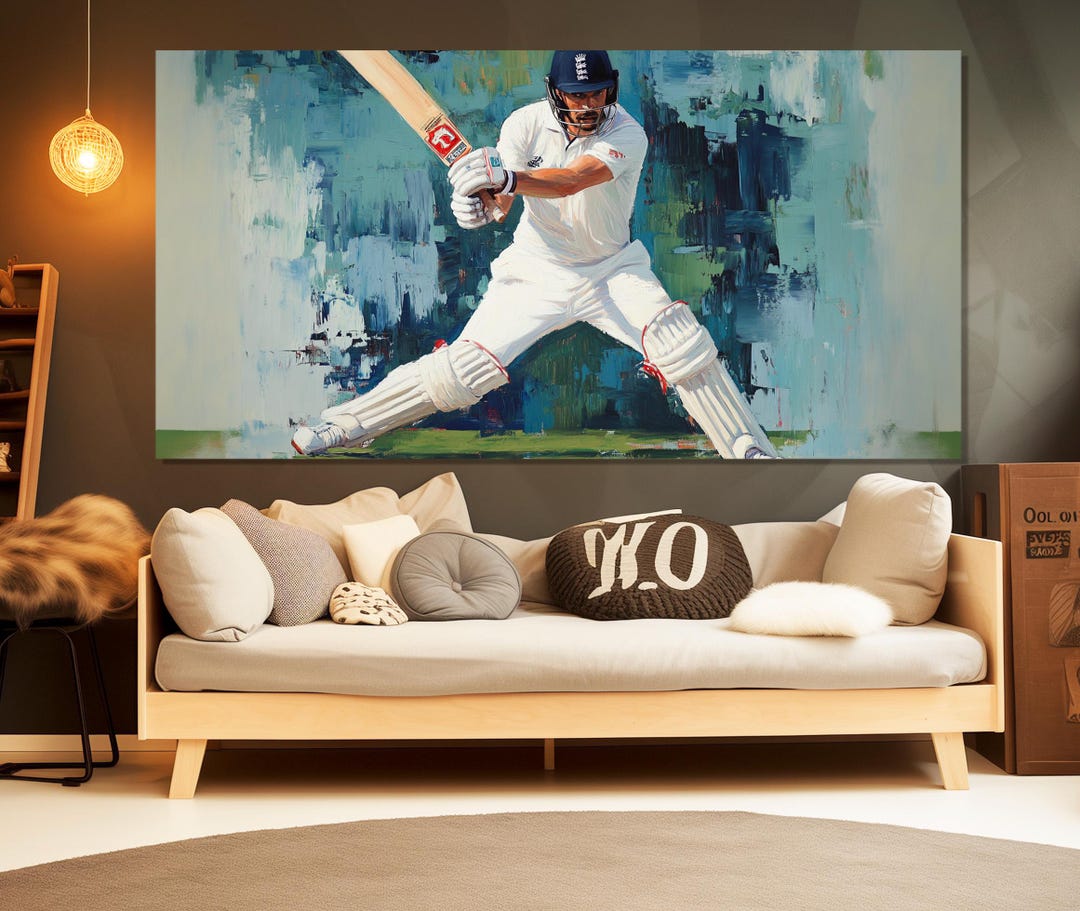 Cricket Painting Printed on Canvas, Cricket Wall Art, Cricket Canvas ...