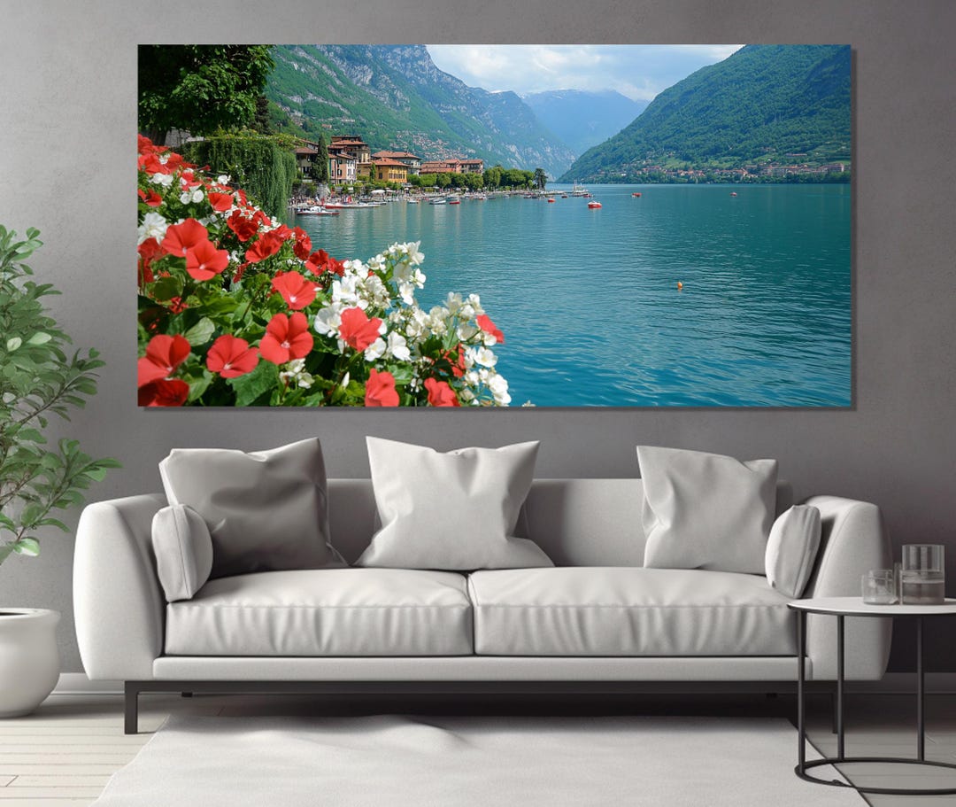 Lake Como Canvas Print, Lake Como Painting, Italy Wall Art, Lake Como ...