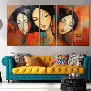 Abstract Asian Wall Art, Asian Women Painting, Asian Women Canvas Print ...