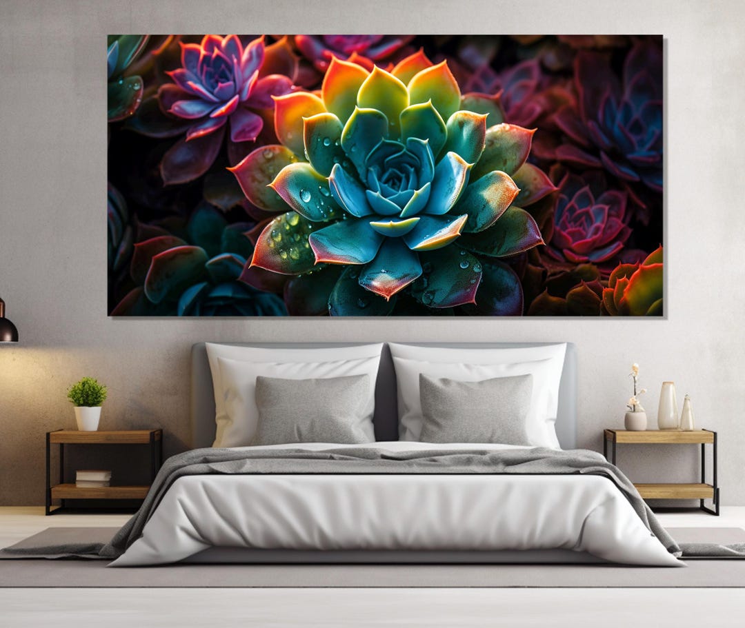Colorful Succulent Canvas Print, Succulent Poster, Succulent Wall Art ...