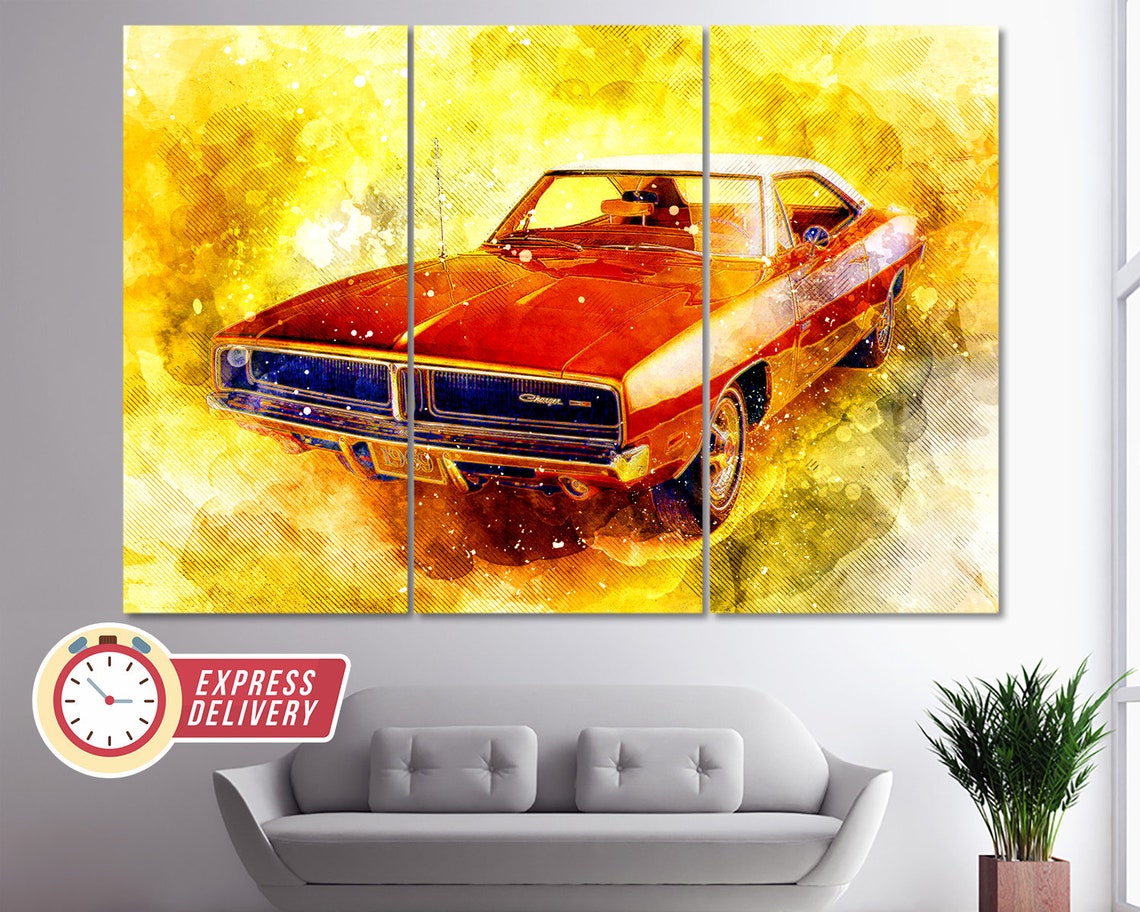 Vintage Dodge Charger Canvas Print Muscle Car Wall Art - Etsy France