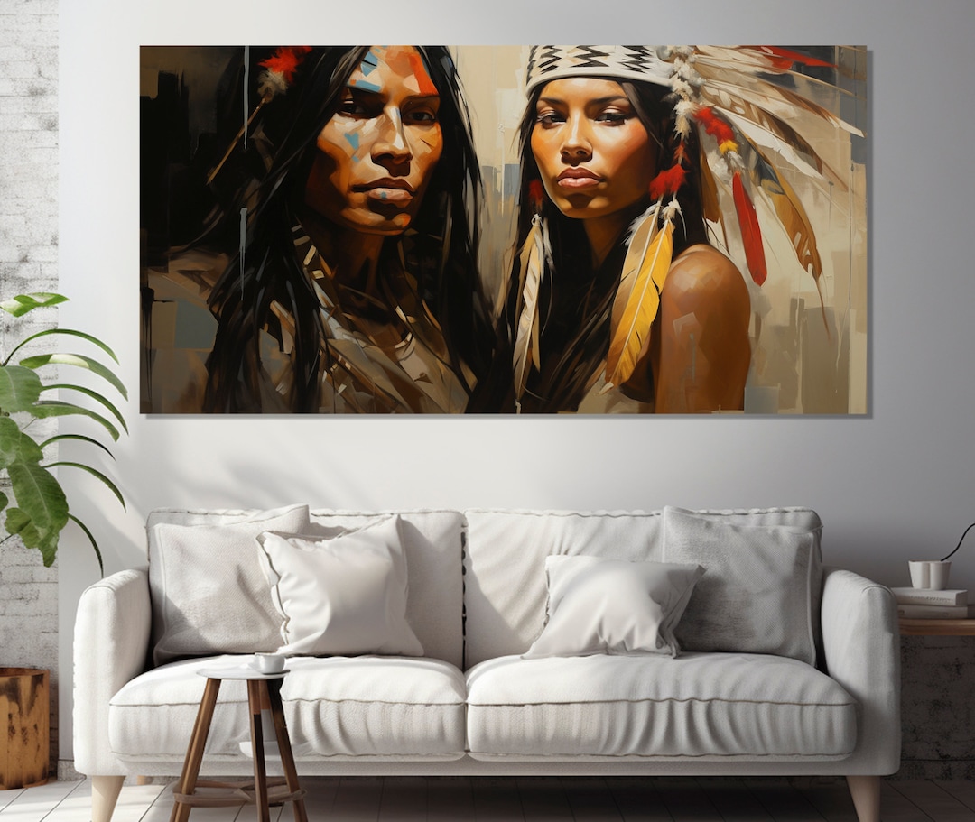 Beautiful Native American Couple Canvas Print, Native American Wall Art ...