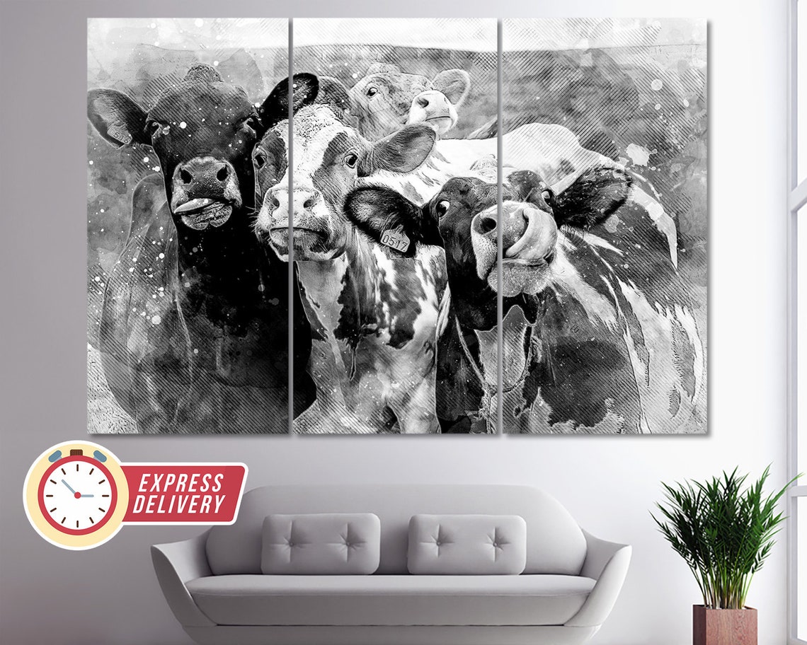 Abstract Cows Canvas Print Cows Paintings Cows Print Cute - Etsy