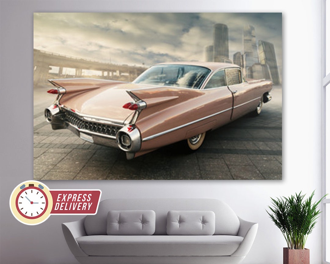 Classic American Retro Car Canvas Print, Vintage Cars Wall Art, Retro ...