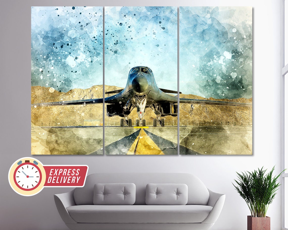 Rockwell B-1 Lancer Aircraft Canvas Art, Combat Aircraft Print ...