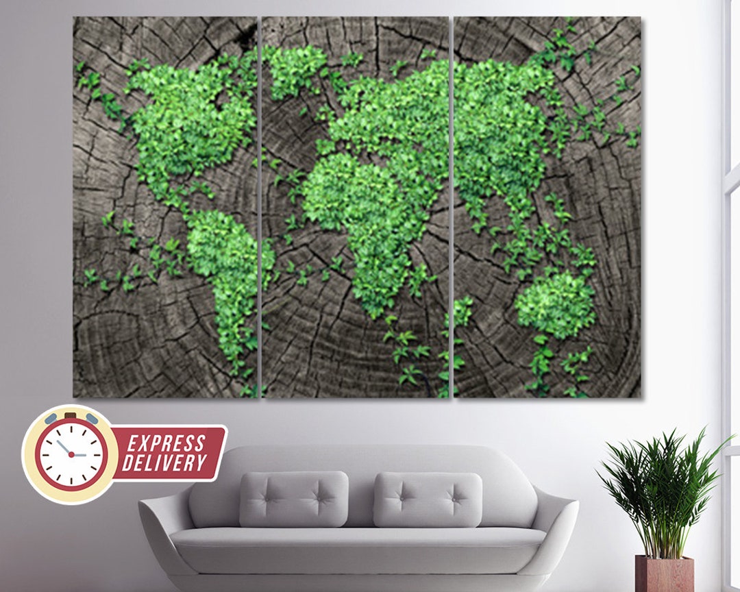 Abstract World Map Canvas Print, Modern Style World Map Canvas Art ...