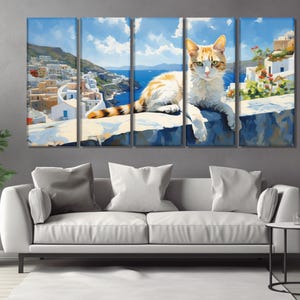 Majestic Calico Cat on Greek Island Canvas Print, Cats Wall Art, Greece ...