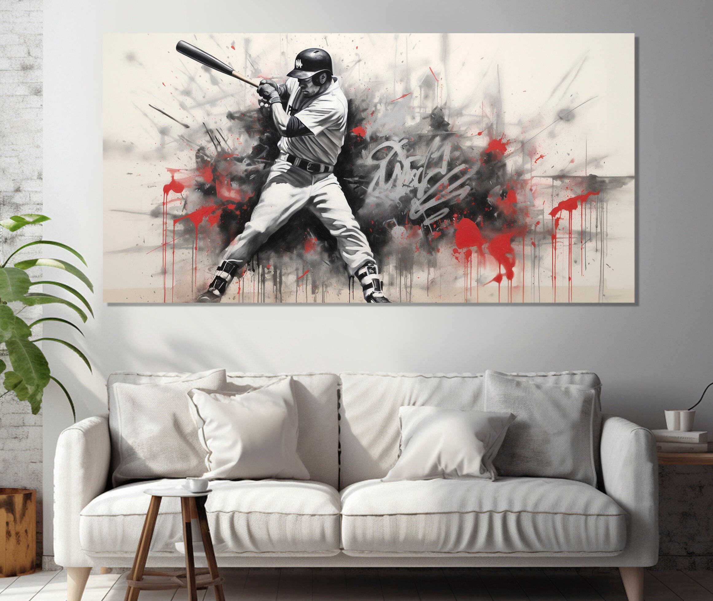 Abstract Baseball Graffiti Canvas Print, Baseball Street Art, Sport ...
