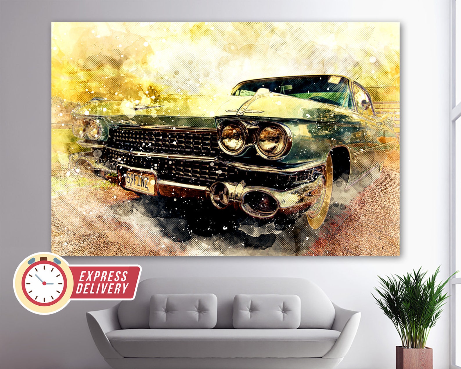 Vintage Cadillac Canvas Print Cadillac Wall Art Cadillac - Etsy