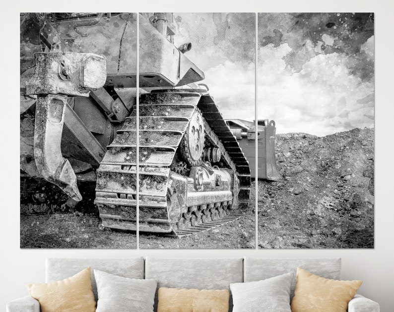 Bulldozer Canvas Print, Bulldozer Driver Gift, Farm Wall Art, Farm Wall ...