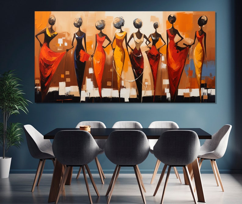 Ethnic Women Canvas Print, Abstract African Painting, African Women ...