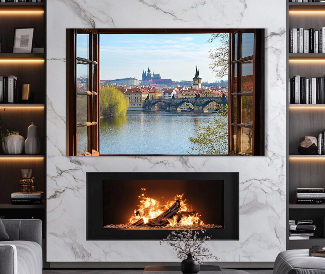 Prague View From Open Window Canvas Print, Scenic Czech Republic ...