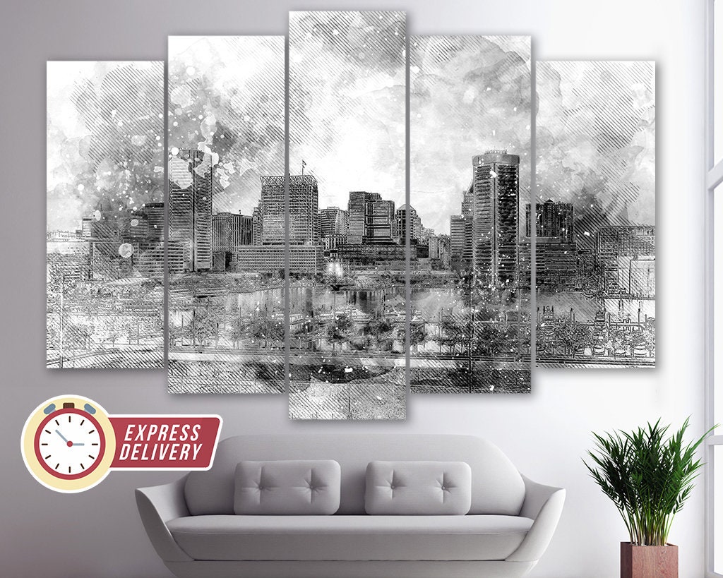 Baltimore Canvas Print Baltimore Skyline Baltimore Wall Art - Etsy