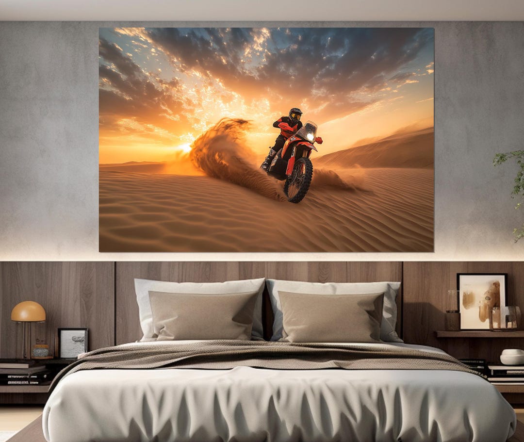 Abstract Biker at Sunset Canvas Print, Dirt Bikes Canvas, Motocross ...