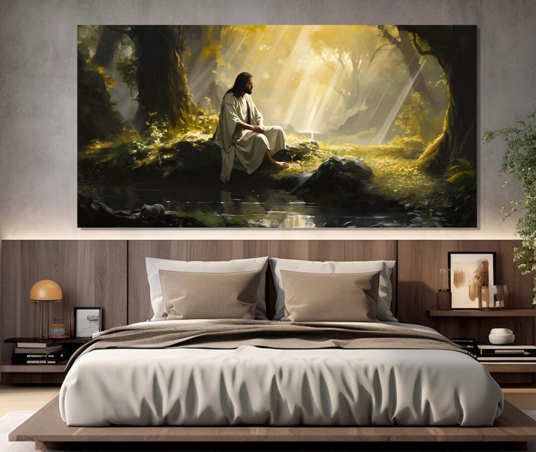 Religious Wall Art, Jesus Christ in Summer Forest Canvas Print, Jesus ...