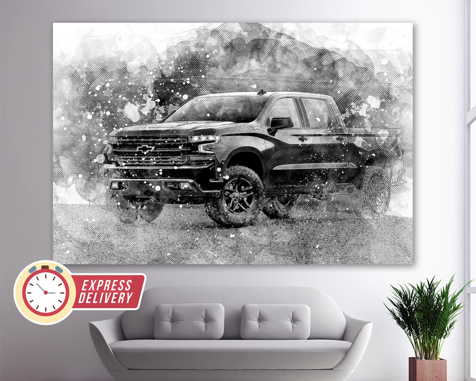 Chevrolet Silverado Truck Canvas Print off Road Wall Art - Etsy