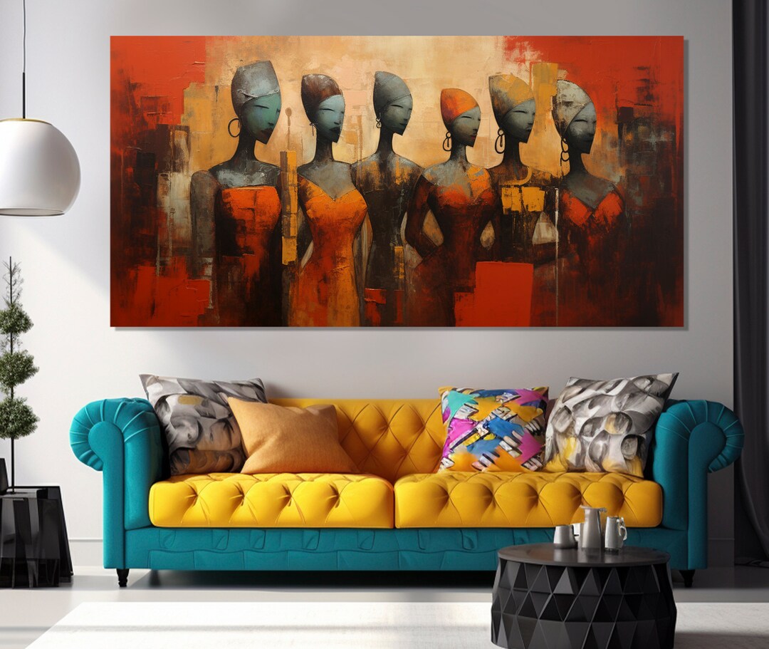 Abstract African Women Canvas Print, African Painting, Vintage African ...