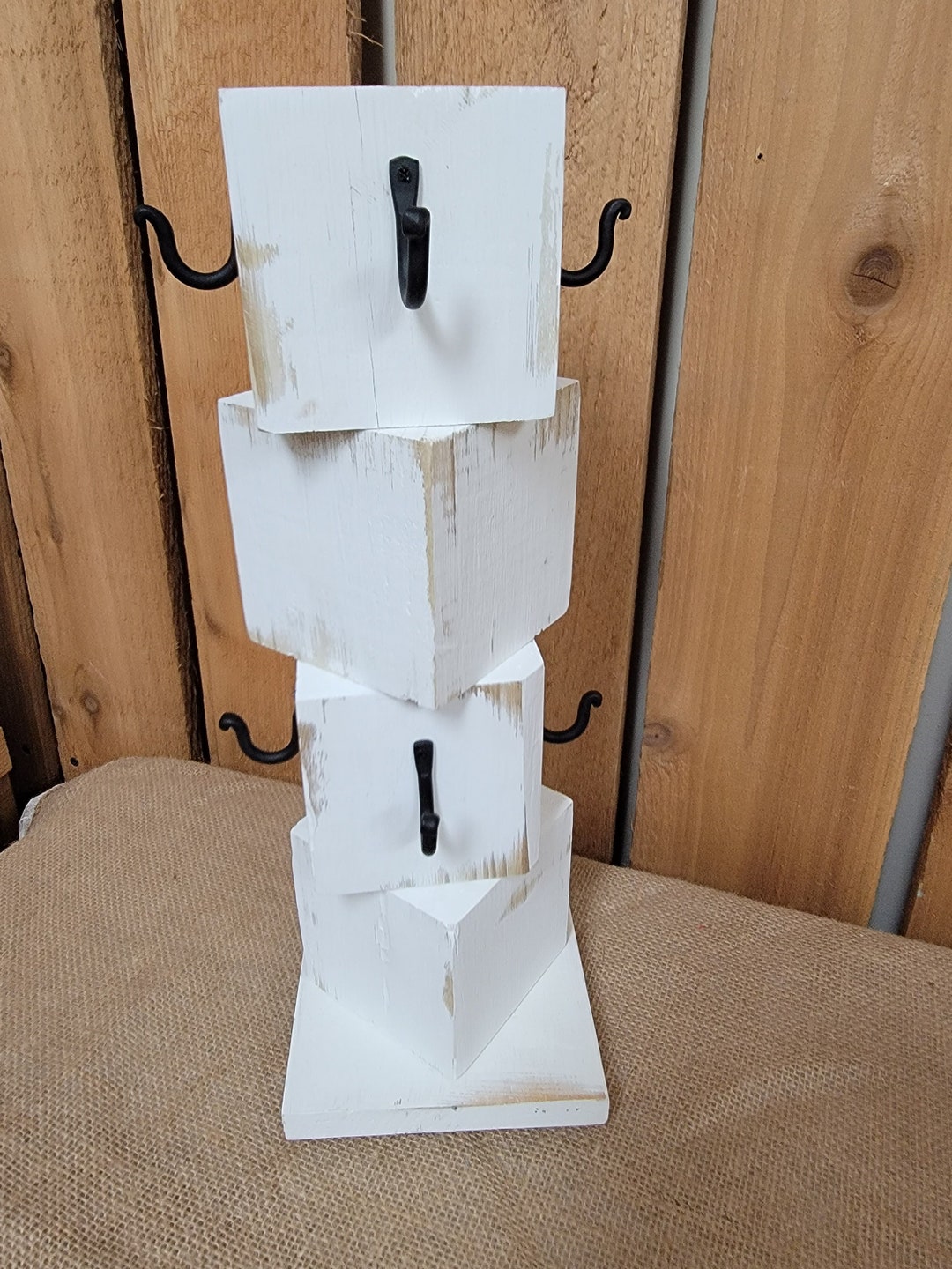 Coffee Mug Holder Wooden Rustic Coffee Cup Holds 8 Rotating Base ...