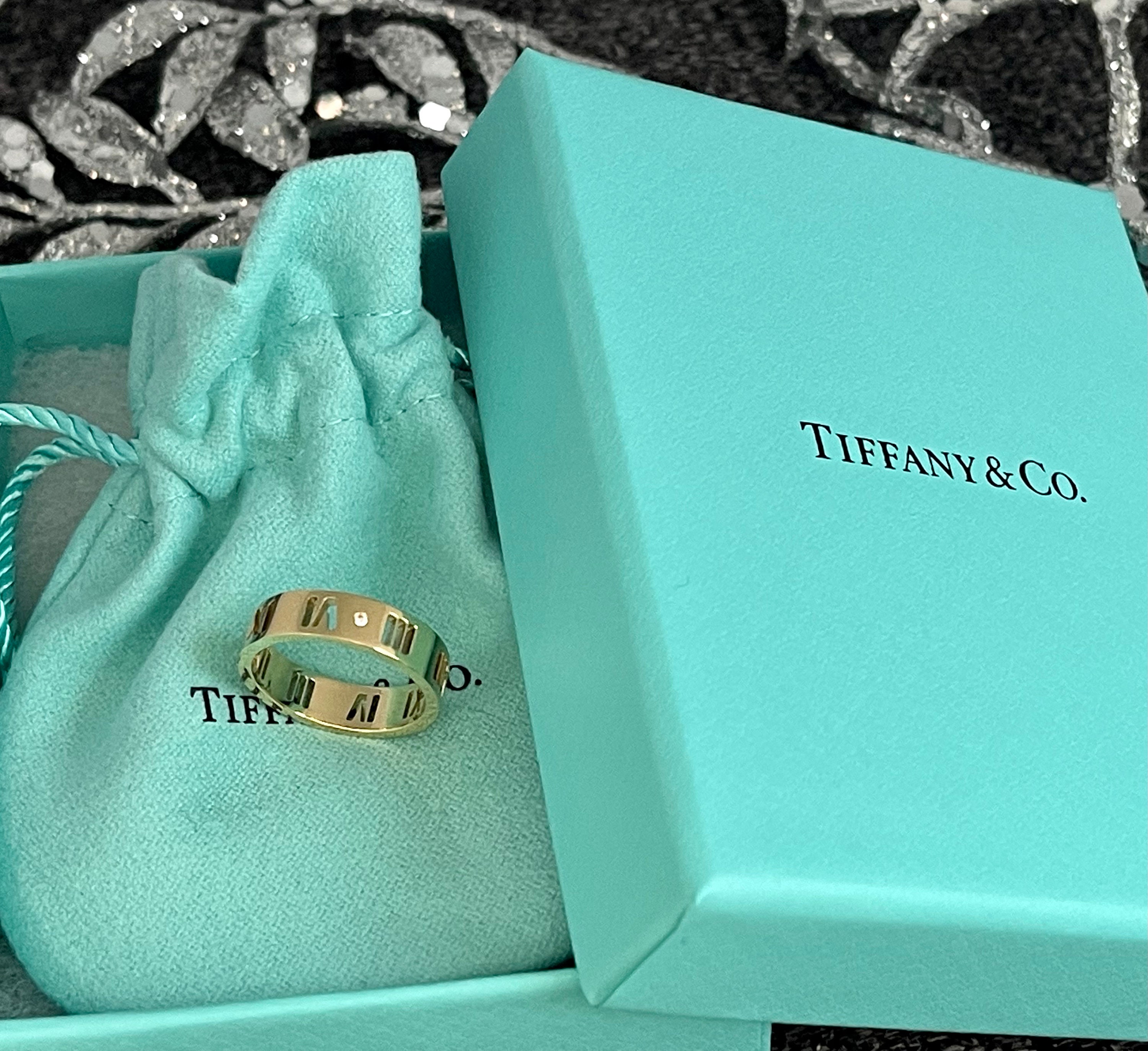 Tiffany Co 18K Gold Atlas Diamond Band Ring Etsy
