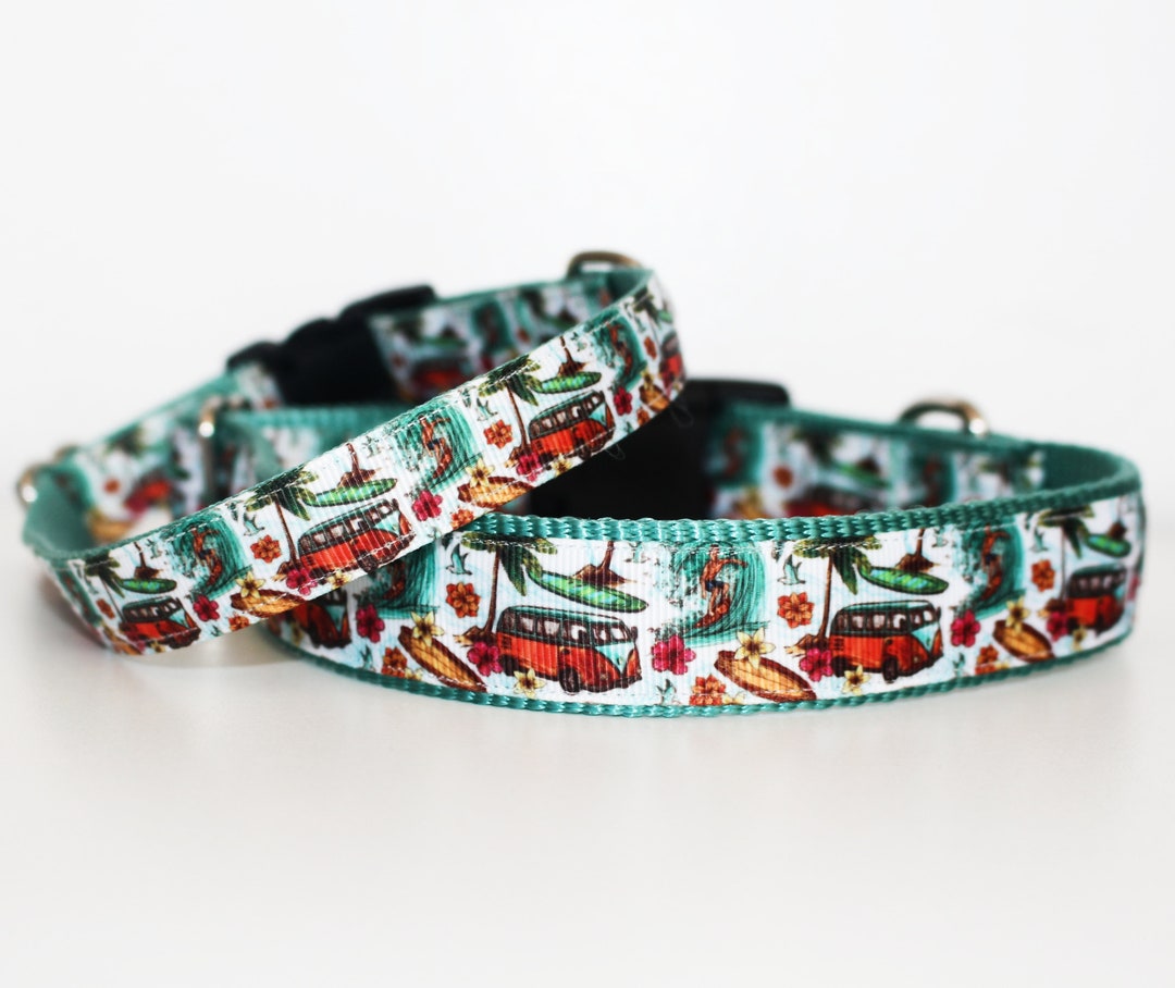 Beach Dog Collar - Surfing Dog Collar - Hippie Van Dog Collar - Summer ...