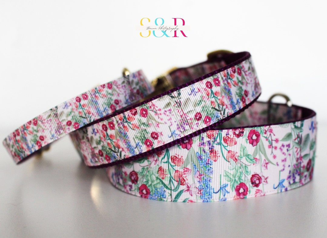 Wildflowers Dog Collar, Cottage Garden Flowers Dog Collar, Summer Dog ...